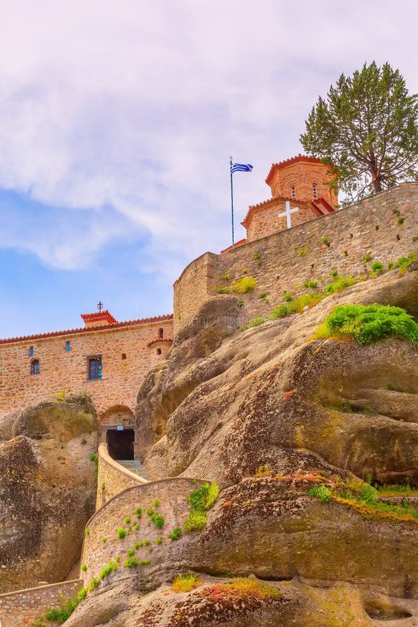 Meteora Monastery on the High Cliff, Greece Stock Image - Image of ...