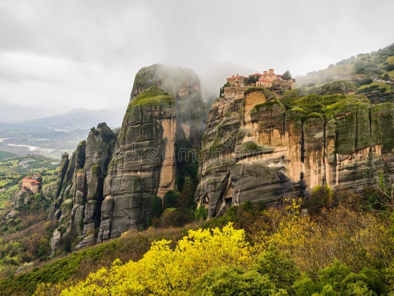 Meteora mountain in Greece stock photo. Image of tourist - 68638484
