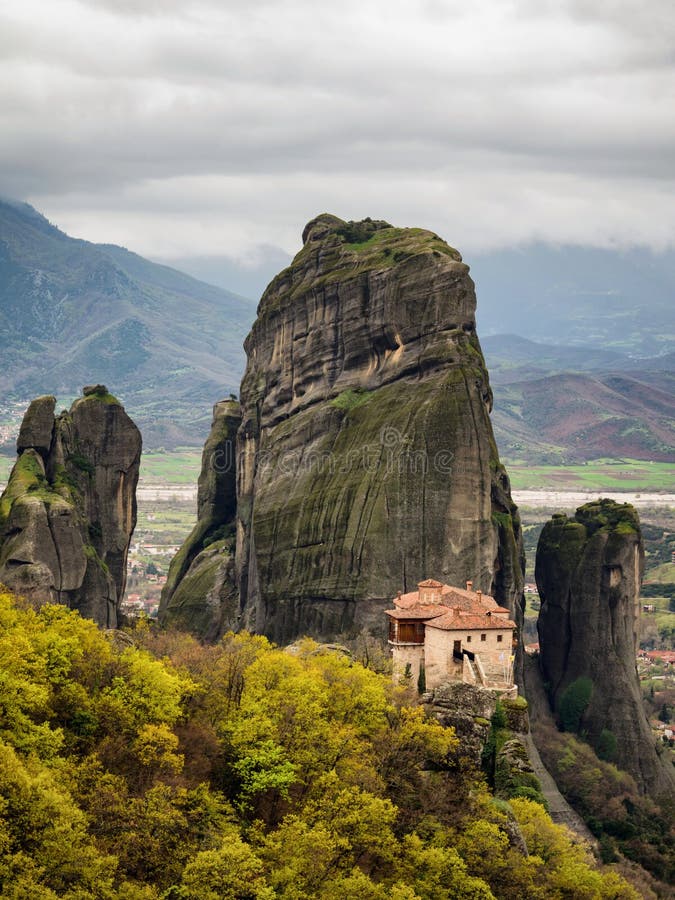 Meteora mountain in Greece stock photo. Image of building - 68543550