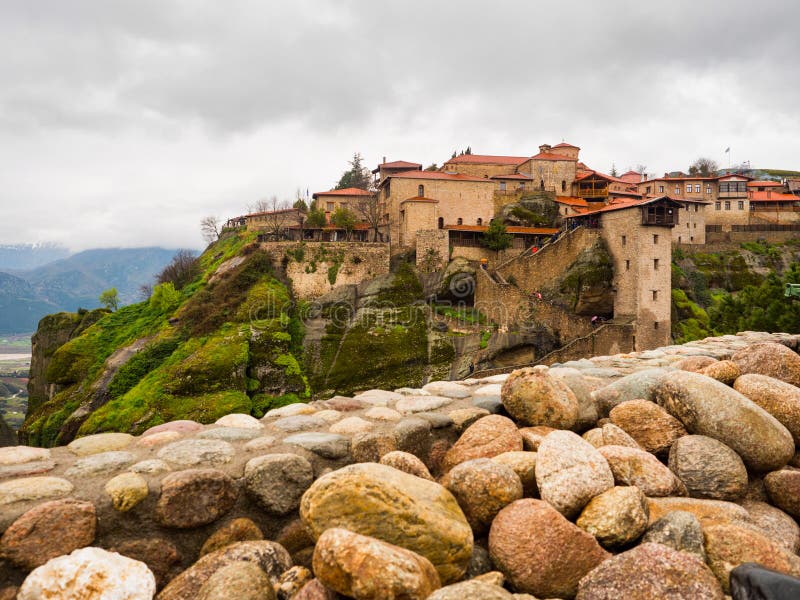 Meteora mountain in Greece stock image. Image of holy - 68638793