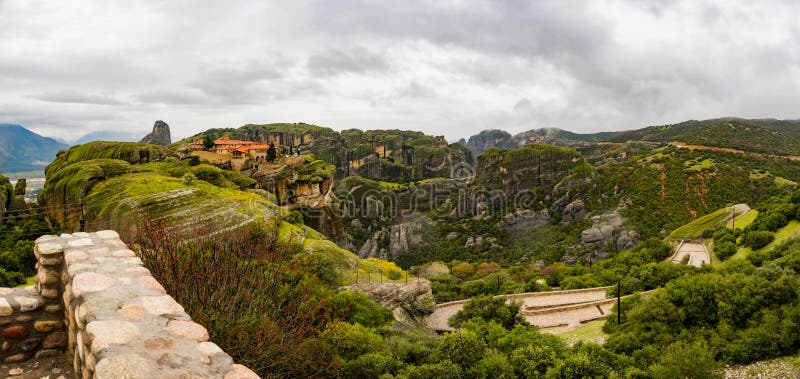 Meteora mountain in Greece stock photo. Image of monastery - 68823338