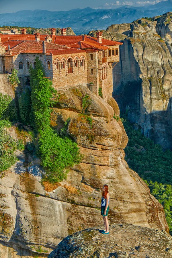 Meteora Mountain Monastery Complex Stock Photo - Image of culture ...