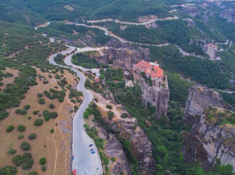 Meteora, Greece. Old City Aerial View Stock Photo - Image of high ...