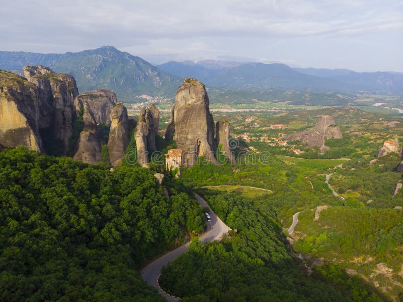 Meteora, Greece. Old City Aerial View Stock Photo - Image of heritage ...