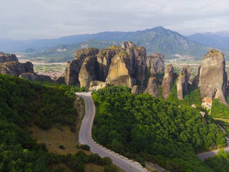 Meteora, Greece. Old City Aerial View Stock Photo - Image of ...