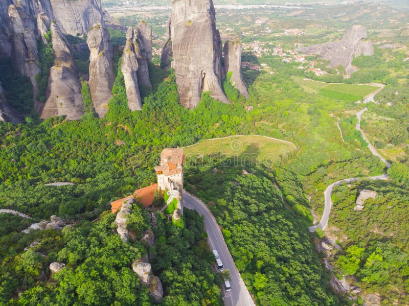 Meteora, Greece. Old City Aerial View Stock Image - Image of landmark ...