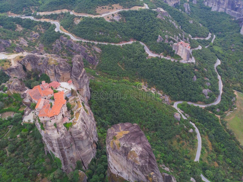 Meteora, Greece. Old City Aerial View Stock Image - Image of camera ...