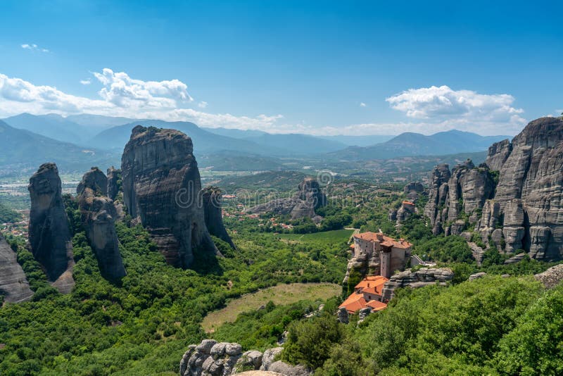 Meteora - Rock Formation in Central Greece Stock Image - Image of ...