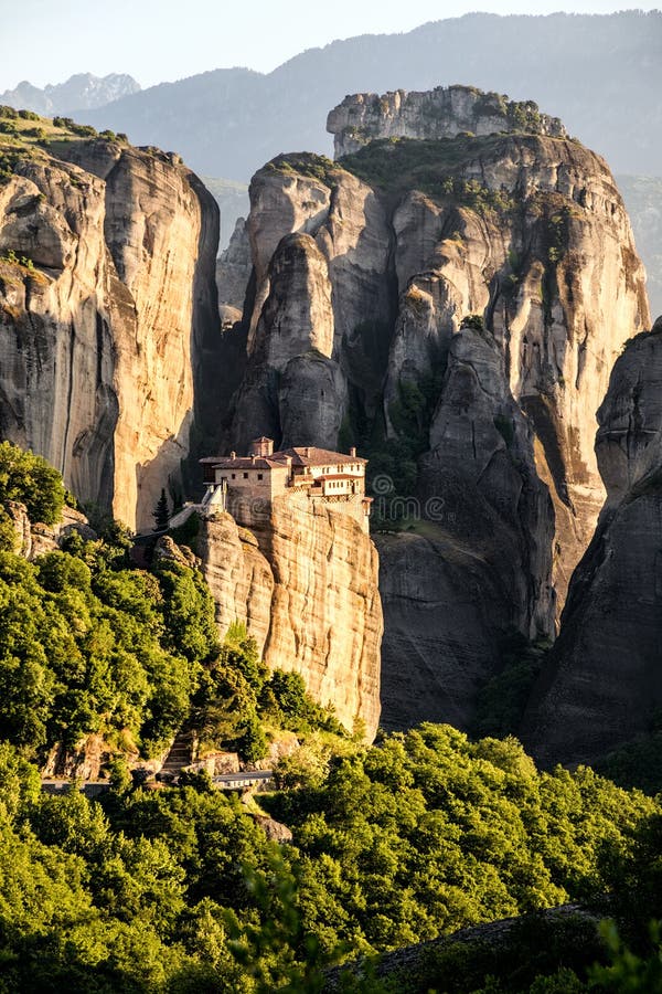 Meteora Rock Formation Landcape Greece Stock Image - Image of abbey ...