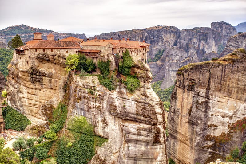 Meteora Rock Formations and Monasteries Stock Image - Image of ...