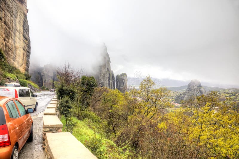 Meteora. Rocks and fog editorial image. Image of stone - 80875015