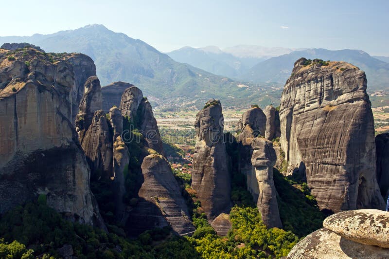 Meteora - Valley of Monasteries. Stock Photo - Image of agios, rock ...
