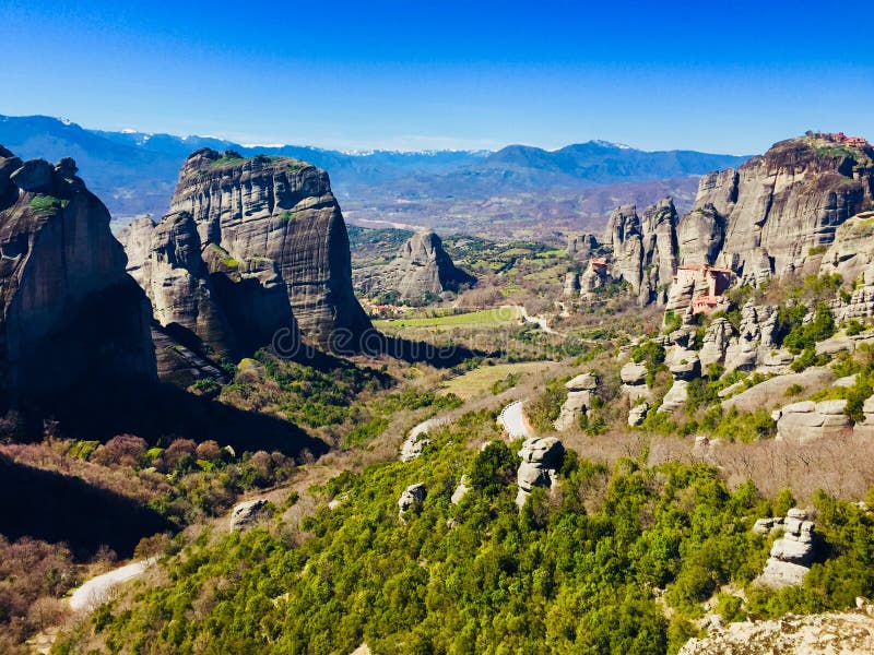 Meteora view stock image. Image of panoramic, hills - 129371947