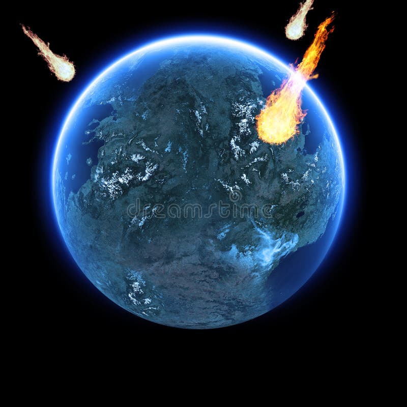 Meteorieten Die De Aarde Strking Stock Illustratie - Illustration of ...