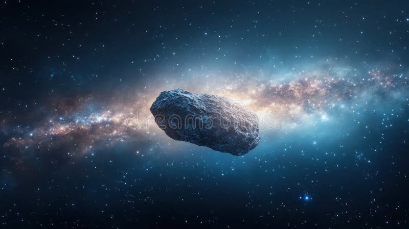 Meteorite Against Blue Space Background Stock Illustration ...