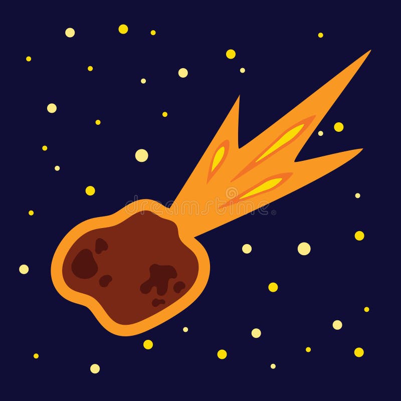 Meteorite or Asteroid Falling Down. Vector Illustration of Space Flying ...