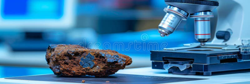 Meteorite Close Up in Lab Exhibit, Showcasing Rugged Metallic Surface ...