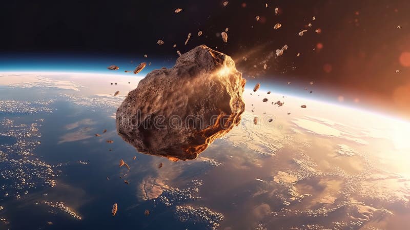 Meteorite Falling on Earth. Generative AI. Stock Illustration ...