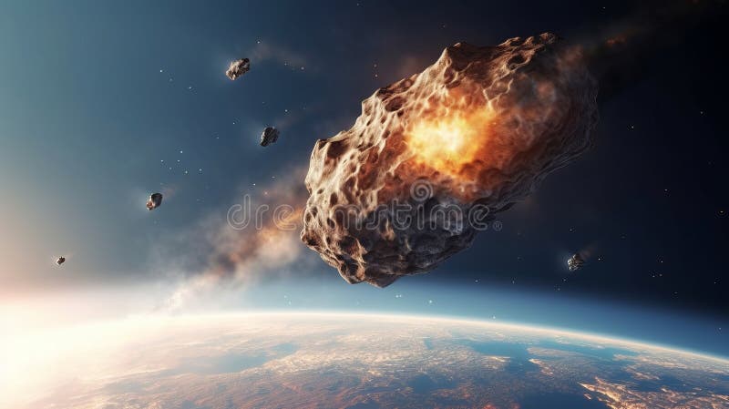 Meteorite Falling on Earth. Generative AI. Stock Illustration ...