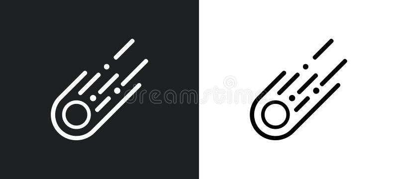 Meteorite Falling Outline Icon in White and Black Colors. Meteorite ...