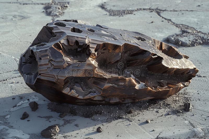 A Meteorite on the Ground, Made of Metal Material with Intricate ...