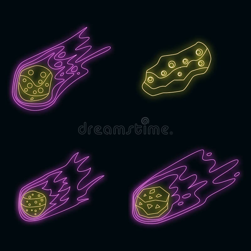 Meteorite Icons Set Vector Neon Stock Vector - Illustration of ...