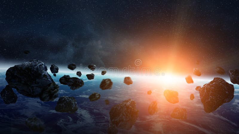 Meteorite Impact on Planet Earth in Space Stock Illustration ...