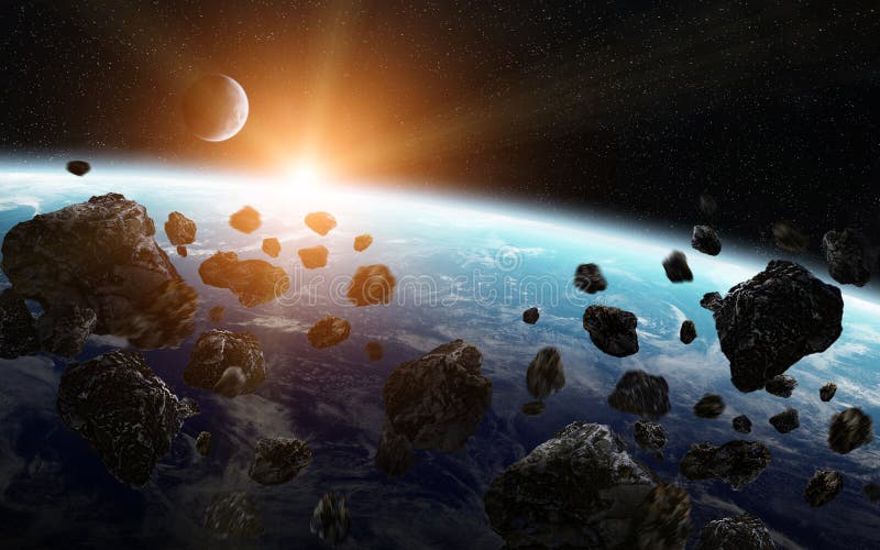 Meteorite Impact on a Planet in Space Stock Illustration - Illustration ...