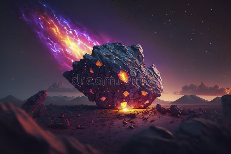 Meteorite, Neon Colors, Magic Lights in the Galaxy. Generative AI Stock ...