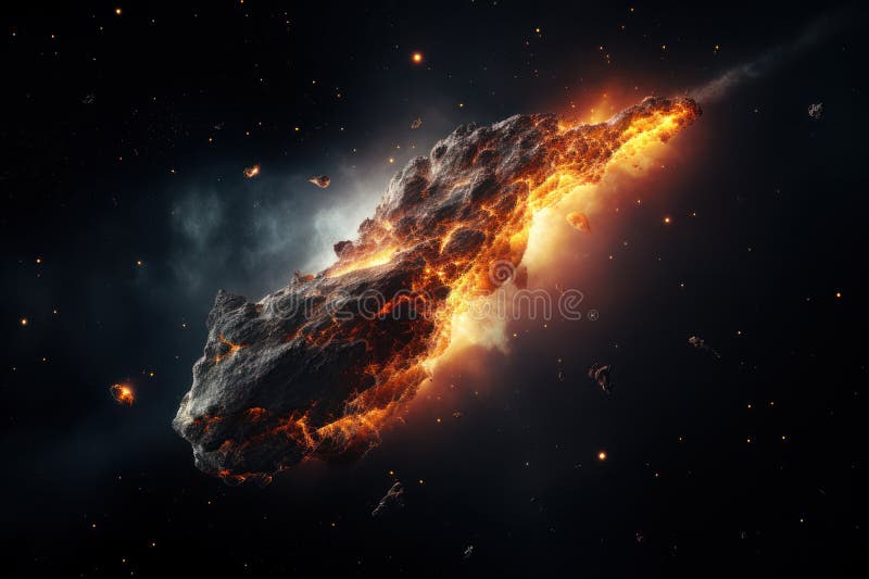 Meteorite in Outer Space. AI Generative Stock Illustration ...