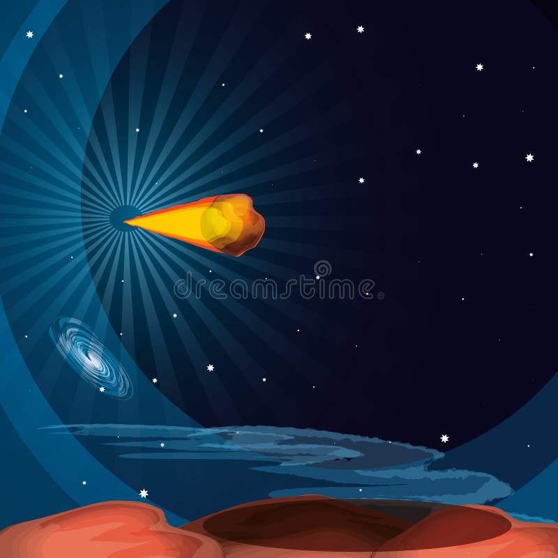 Meteorite rock space scene stock illustration. Illustration of location ...