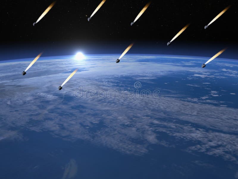 Meteorite Shower - 3D Render Stock Illustration - Illustration of ...
