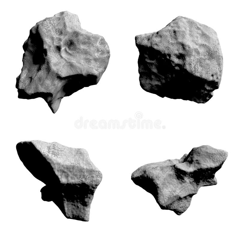 Meteorite Stones Set on White Background Stock Illustration ...