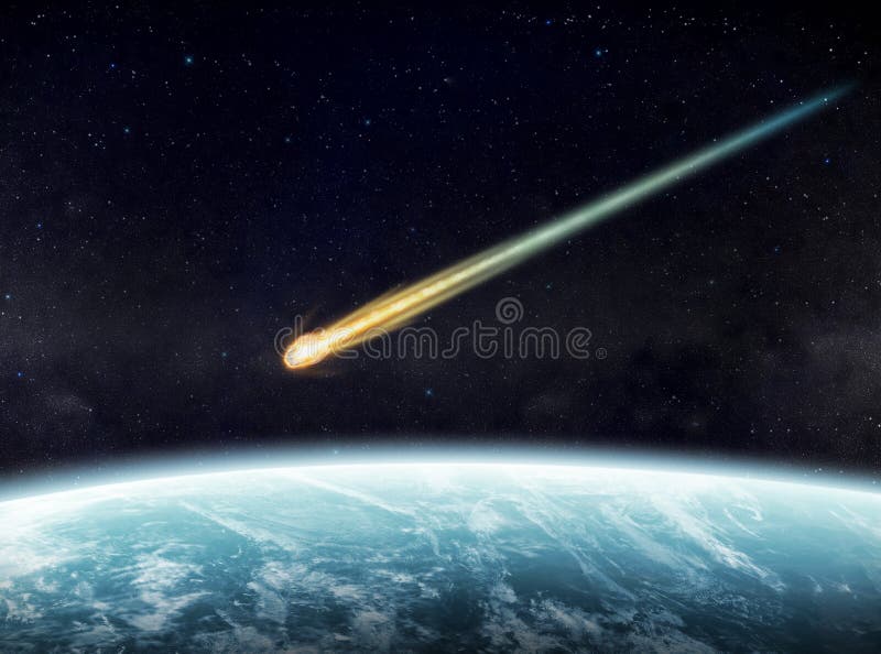 Meteoriteneinschlag Auf Einem Planeten Im Raum Stock Abbildung ...