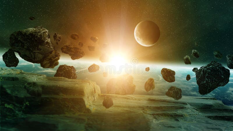 Meteoriteneinschlag Auf Planet Erde Im Raum Stock Abbildung ...