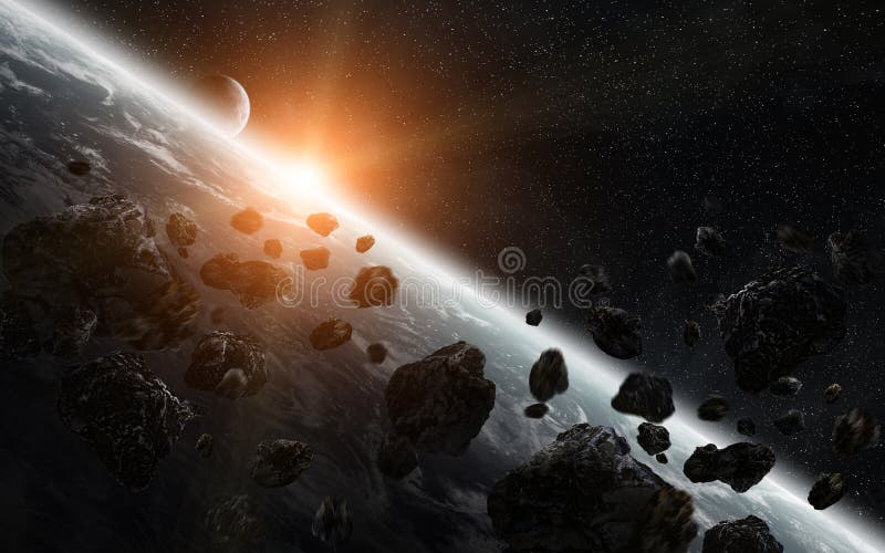 Meteoriteneinschlag Auf Planet Erde Im Raum Stock Abbildung ...