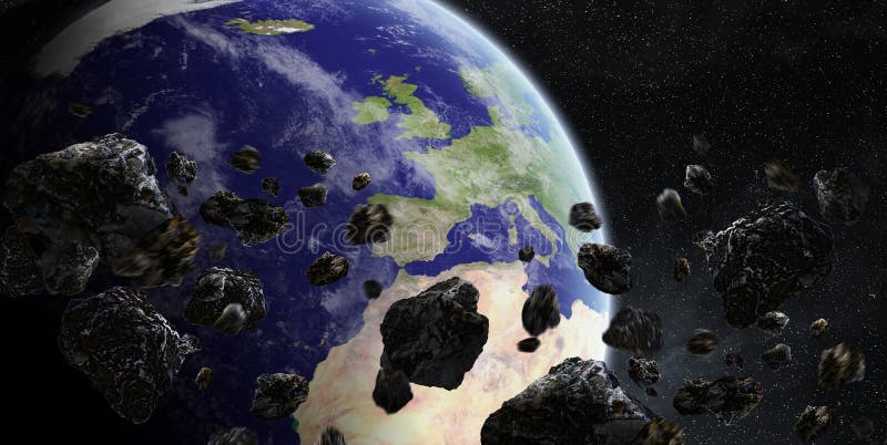 Meteoriteneinschlag Auf Planet Erde Im Raum Stock Abbildung ...
