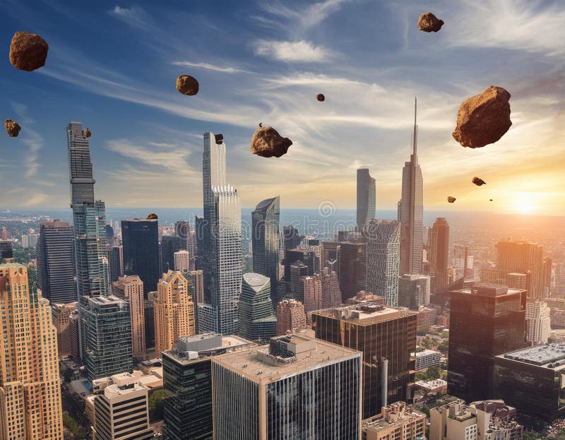 Meteorites Falling on Metropolis, Dramatic Apocalypse, End of the World ...