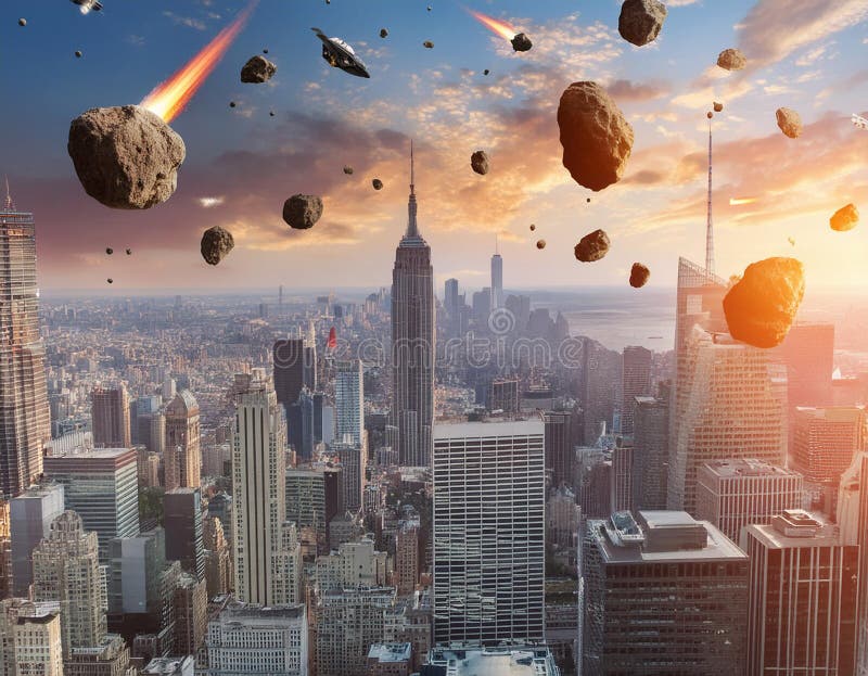 Meteorites Falling on Metropolis, Dramatic Apocalypse, End of the World ...