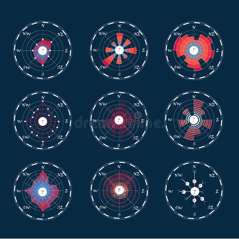 Compass Rose with Dark Background Stock Vector - Illustration of binary ...