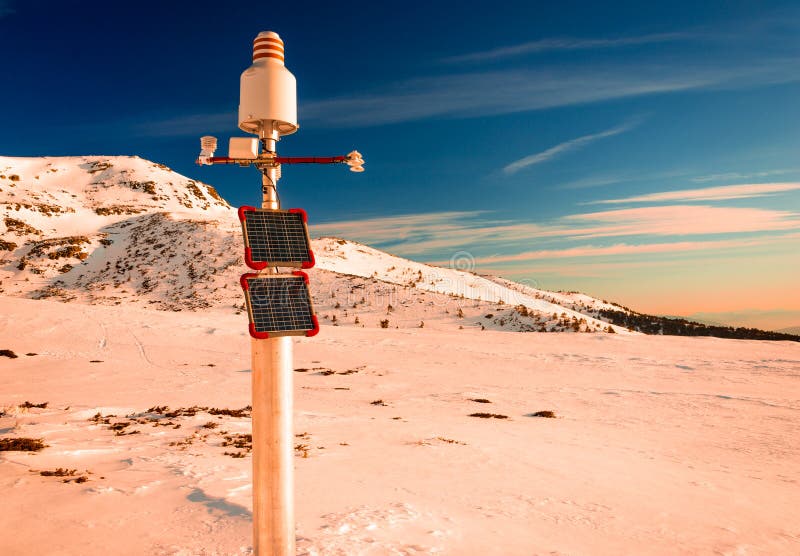 Meteorological Station, Powered with Solar Panels Stock Image - Image ...