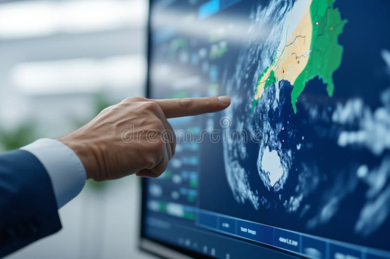 Meteorologist Providing Weather Analysis with Advanced Technology ...