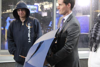 Meteorologist Jeff Smith Reporting Hurricane Sandy Editorial Image ...