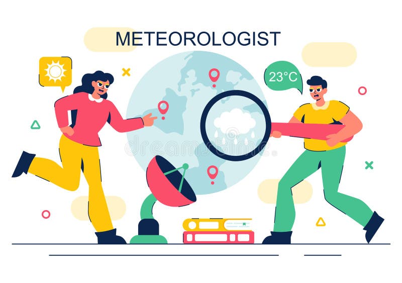 Meteorologist Vector Illustration Featuring a Weather Forecaster ...