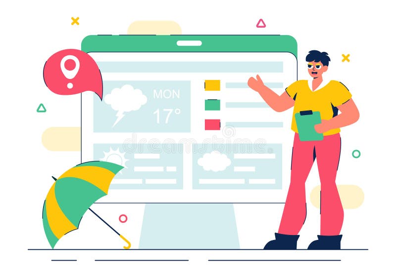 Meteorologist Vector Illustration Featuring a Weather Forecaster ...