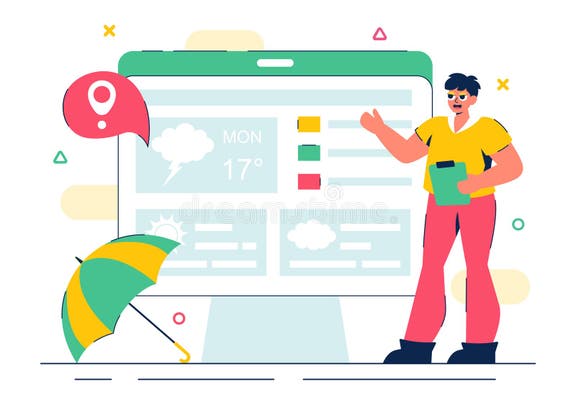 Meteorologist Vector Illustration Featuring a Weather Forecaster ...
