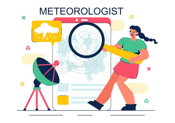 Meteorologist Vector Illustration Featuring a Weather Forecaster ...