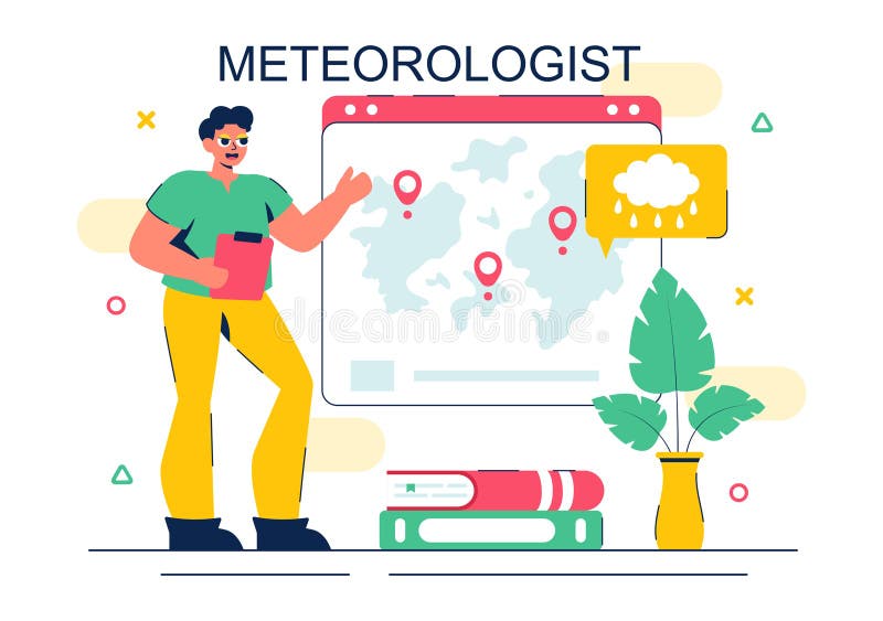 Meteorologist Vector Illustration Featuring a Weather Forecaster ...