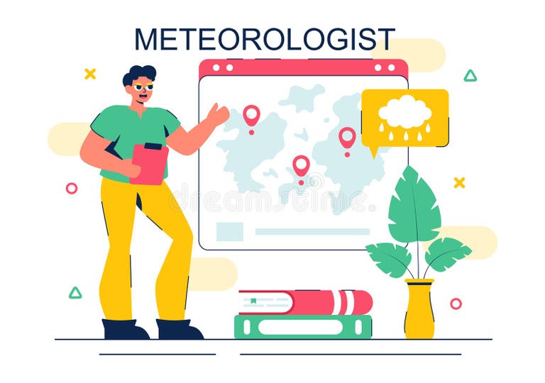 Meteorologist Vector Illustration Featuring a Weather Forecaster ...