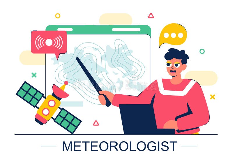 Meteorologist Vector Illustration Featuring a Weather Forecaster ...